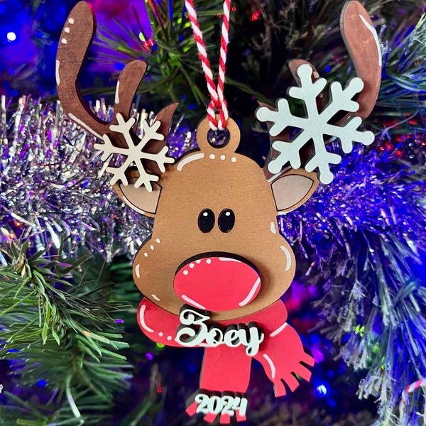 PERSONALIZED Reindeer Ornament, Personalized Reindeer, Personalized ...