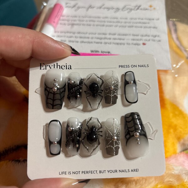 Gothic Chrome Press on Nails, Handmade Cross and Gun Custom 3D Art ...