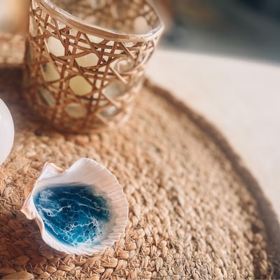 Ocean Resin Shell Ring Dish Trinket Dish Waves Engagement Gift Idea ...
