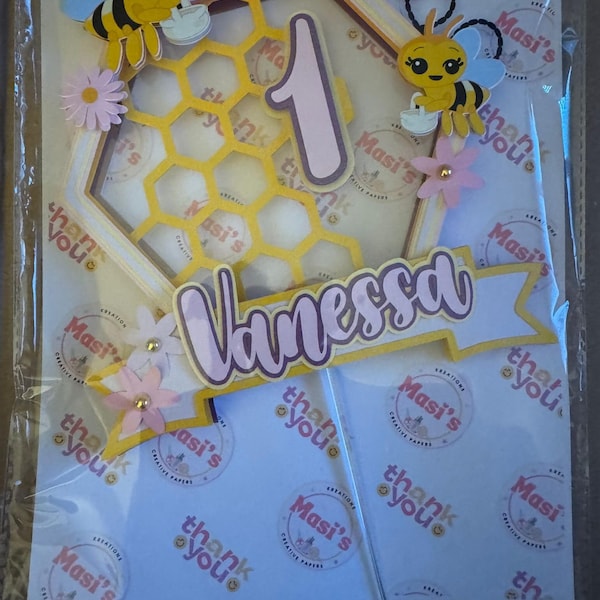Abejita Chiquitita Cake Topper Little Bees Themed Party - With Name and ...
