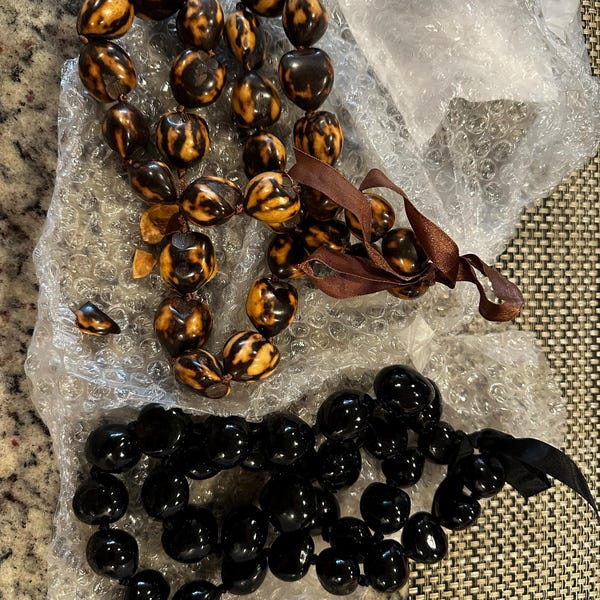 White Color Nassa Shell Long Lei Necklace - 12-strands of 56" Hawaiian ...