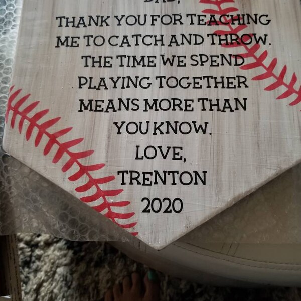 Baseball Fathers Day Gift for Dad, Gift From Kids to Dad, Softball Wood ...