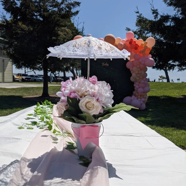 White Lace Parasol Umbrella Tea Party Decorations Baby Shower Birthday ...