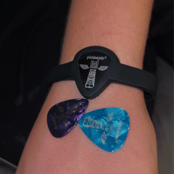 GUITAR PICK Wristband by Pickbandz Pick Holder in Epic Black ...