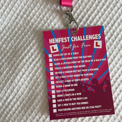 HENFEST ® Hen Party VIP Lanyard Passes Hen Party VIP Cards Hen Fest ...