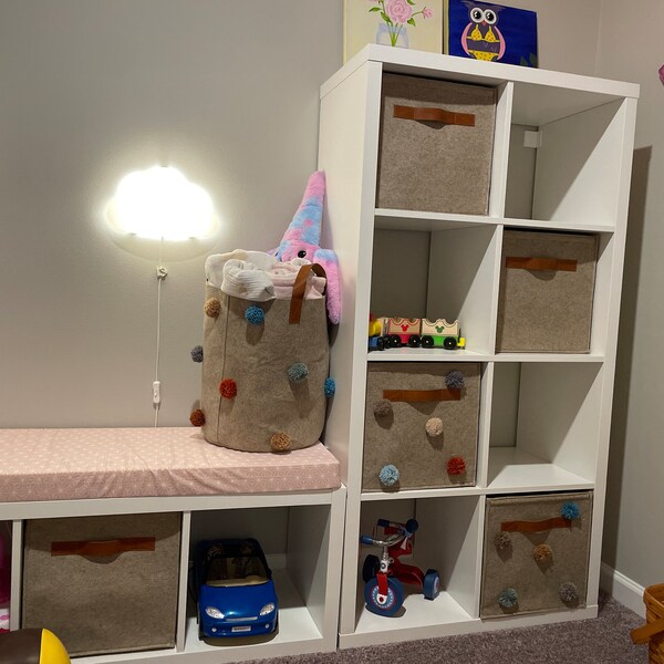 EKET Storage Cube. 11.5 Inch Insert Box With Big Wool Pompoms - Etsy