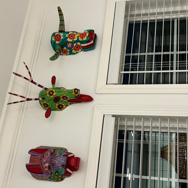 LARGE and UNIQUE Guatemalan Dragon Mask Hand-carved Hand-painted From ...