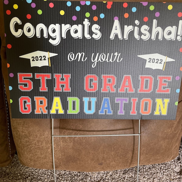 5th Grade Graduation Yard Sign Elementary Graduation 2025 12x18 or ...