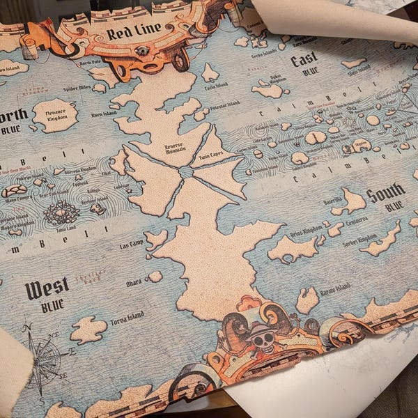 Anime One Piece World Map, Wrapped Canvas Map, World Map, Wrapped ...