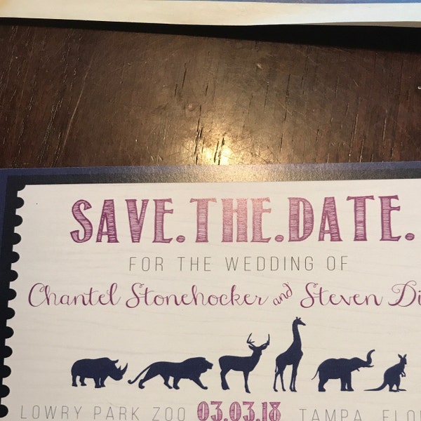 Zoo Themed Save the Date Postcard | Engagement Announcement | Zoo ...
