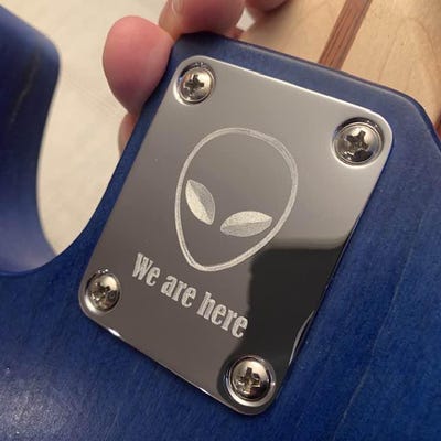 Custom Engraved Etched CHROME PLATED Guitar Neck Plate Personalized Fit ...