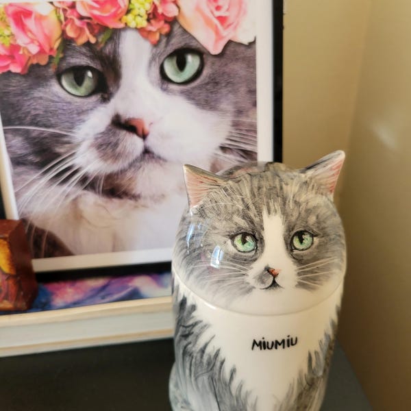 Personalized Cat Urn With Semi-spherical Cover, With Name or Without ...