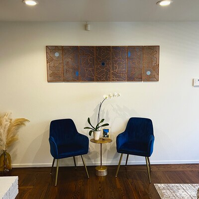 Geometric Mountain Triptych Three Panels Rustic Style Wall - Etsy