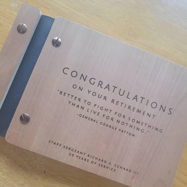 Personalized Retirement Book - Wooden Guest Book With Custom Engraved ...