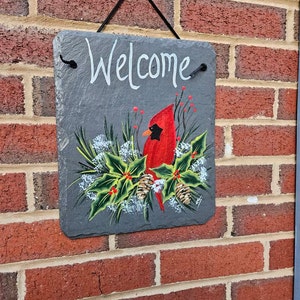 Hand Painted Winter Slate, Winter Welcome Sign, Winter Door Hanger ...