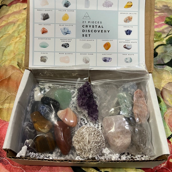 21 Pcs Beginner Crystal Kit-raw Crystal Set-healing Crystal Set-crystal ...