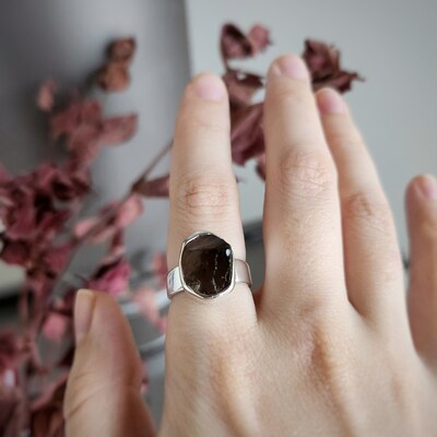 Rare Meteorite Gemstone Ring, 925 Sterling Silver, Meteorite Ring ...