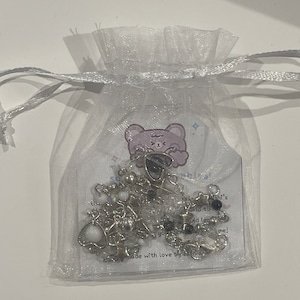 Coquette Keychain Silver Love Keychain Bow Heart Keychain Beaded Charm ...