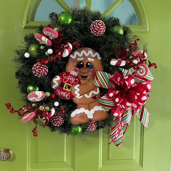 8.5 Christmas Gingerbread Face Wreath Metal/aluminum Sign 574 Wreath ...