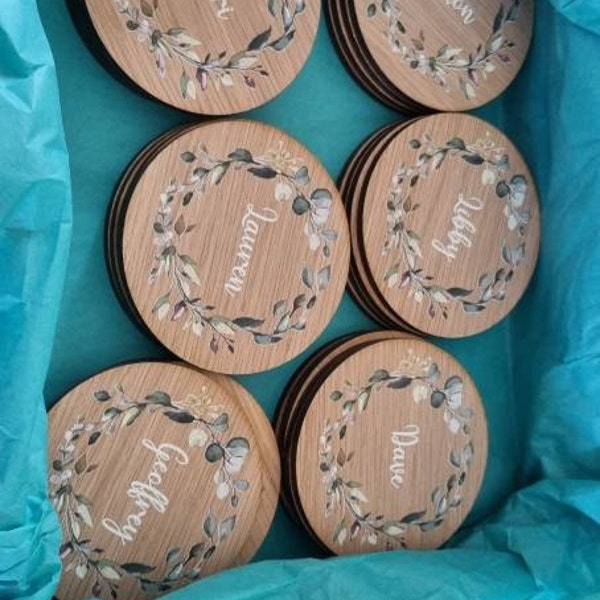 Personalised Oak Napkin Rings Wedding Place Setting|laser Engraved ...