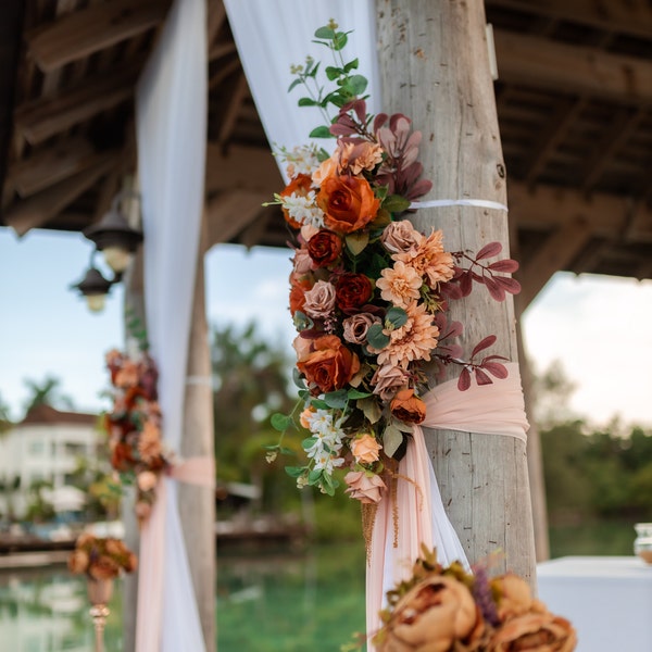 Orange and Pink Wedding Arch Flower Decor/ Colorful Wedding Arch ...