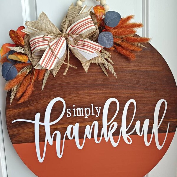 Thankful Door Hanger, Thanksgiving Door Hanger, Thanksgiving Wreath ...
