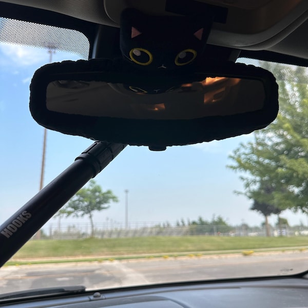 Cute Car Rearview Mirror Fluffy Bear Cover, Soft and Fuzzy Car ...
