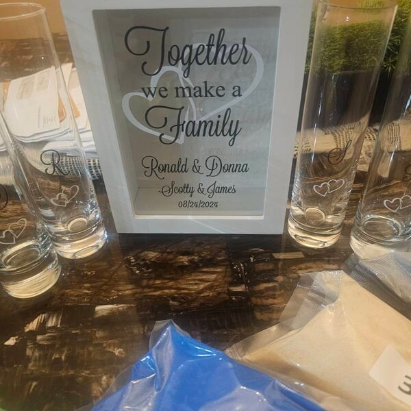 Blended Family Wedding Sand Ceremony Shadow Box Set, Unity Candle ...