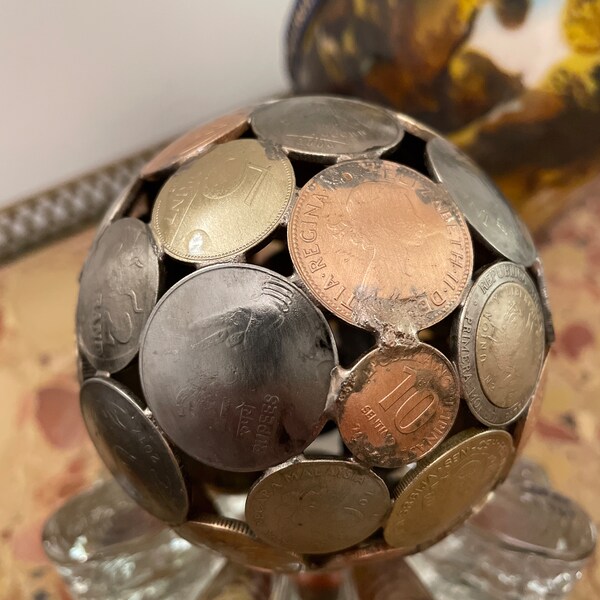 Mini Mixed World Coin Ball, 8.5 Cm Coin Sphere, Metal Sculpture ...