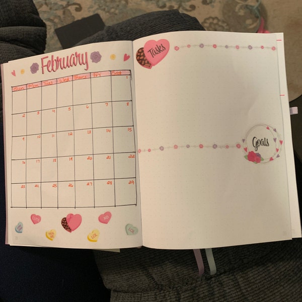 February Monthly Bullet Journal Sticker Kit - Valentines Themed ...