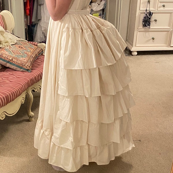 1882 Victorian Day Dress - Eggplant Ruched & Pleated "shot Silk Taffeta ...