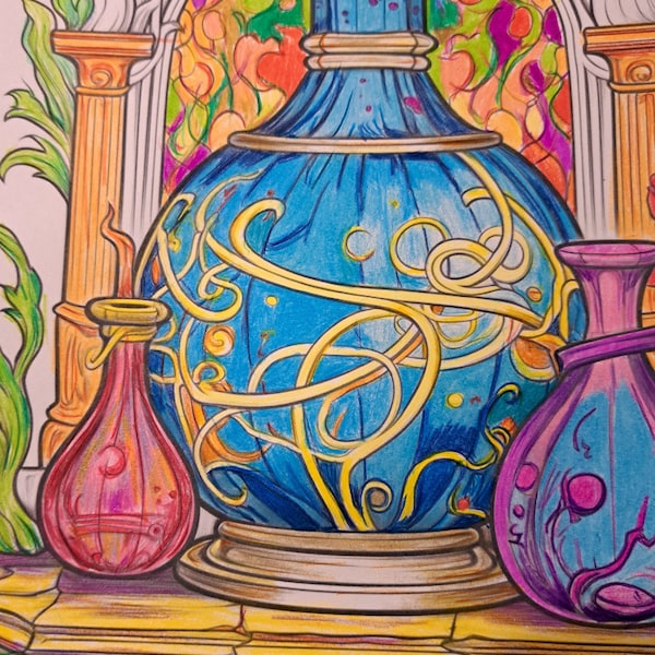50 Magic Potion Coloring Pages - Adult and Kids Coloring Book, Fantasy ...