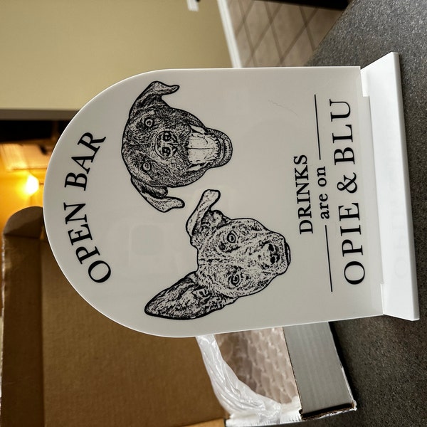 Minimalist Open Bar Sign, Drinks Are on Me, Drinks Are on Us, Dog of ...