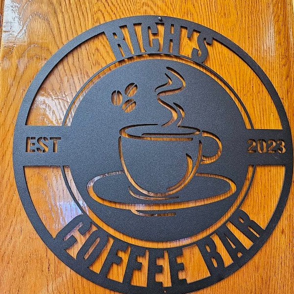 Personalized Coffee Bar Metal Sign, Coffee Bar Decor, Coffee Sign ...