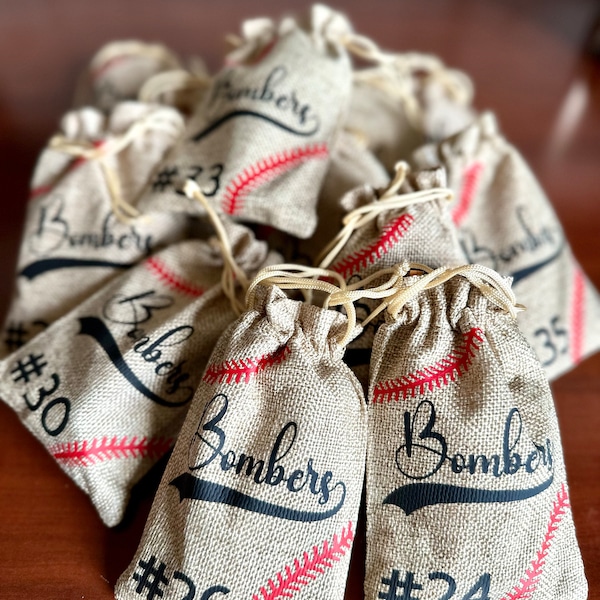 Personalized Baseball Party Favors- Custom Burlap Bags - Etsy