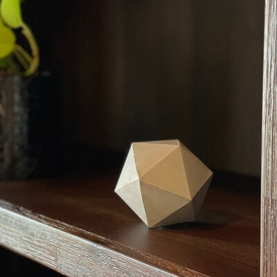 Concrete Icosahedron Sculpture, Geometric Paperweight, Jewellery Holder ...