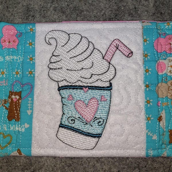 Coffee Heart COMPLETELY in the Hoop Mug Rug Design - 5x7 & 6x10 ...