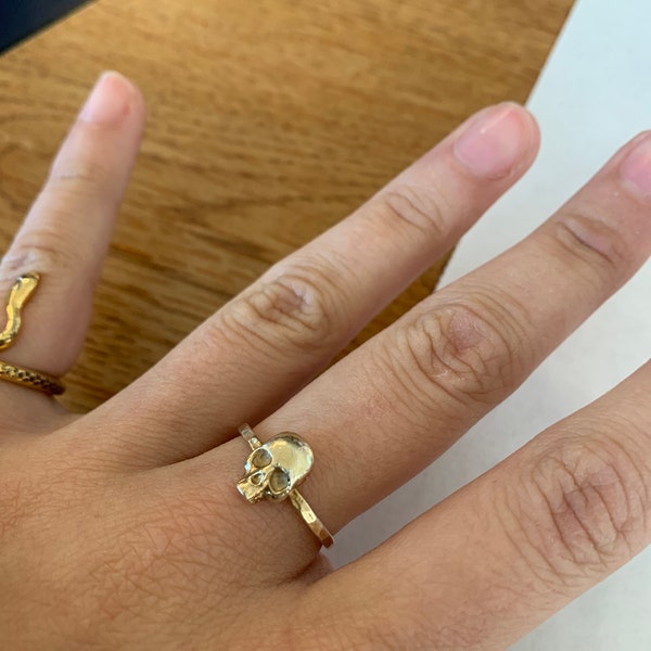 Skull Ring, 14K Solid Gold Skull Ring, Skull Engagement Ring, Gothic ...