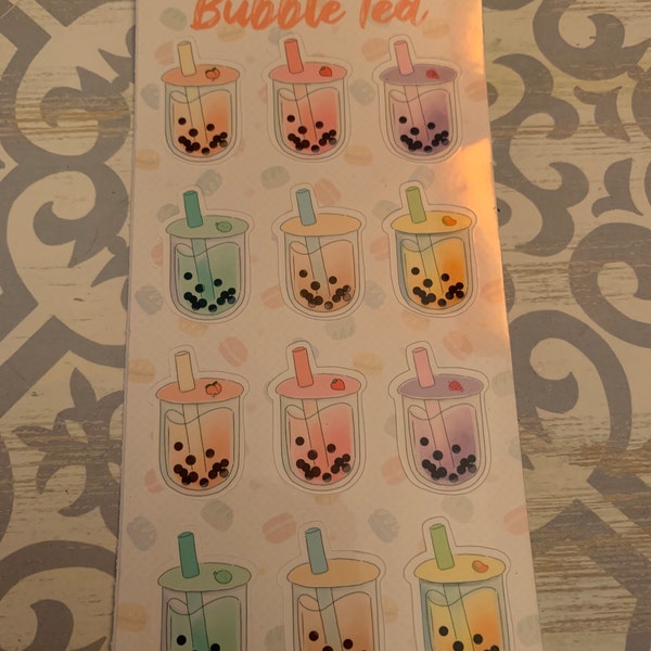 Bubble Tea Stickers Pastel Rainbow Colors Cute Boba Kawaii Aesthetic ...