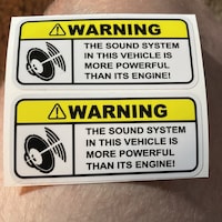 Sound System Warning Funny Sticker Vinyl Decal Dashboard Visor Sticker ...