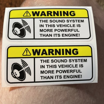 Sound System Warning Funny Sticker Vinyl Decal Dashboard Visor Sticker ...