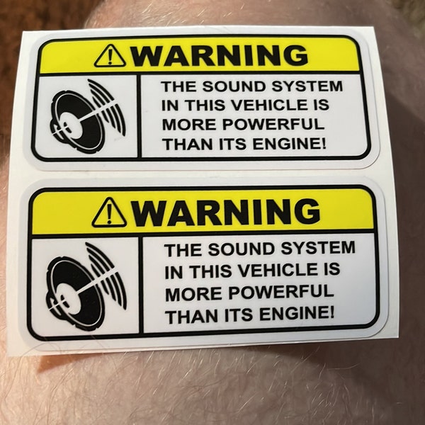 Sound System Warning Funny Sticker Vinyl Decal Dashboard Visor Sticker ...