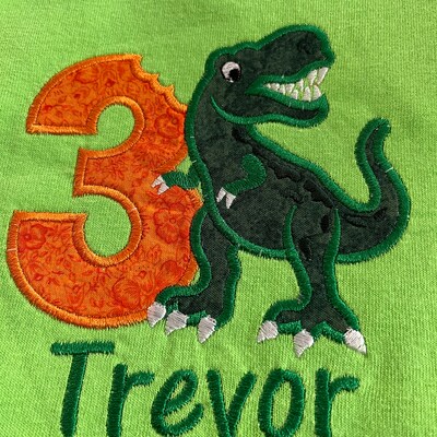 Rex Number 3 Applique,birthday Rex,birthday Boy Applique,third Birthday ...