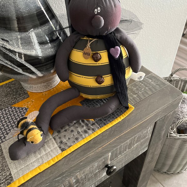 Handmade Jumble Bee Soft Sculpture - Whimsical Seasonal Décor, Fabric ...