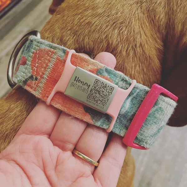 Qr Code Dog Tag, Custom Scannable Slide on Pet ID Tag, Collars Name ...