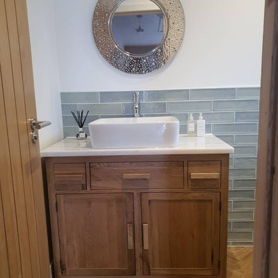 Bathroom Vanity Unit Solid Oak Ceramic Inset Basin 310INSET - Etsy UK