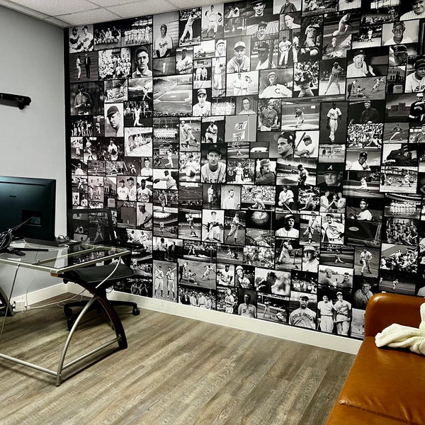 Baseball Legends Wallpaper Black And White Sports Collage 76 Etsy