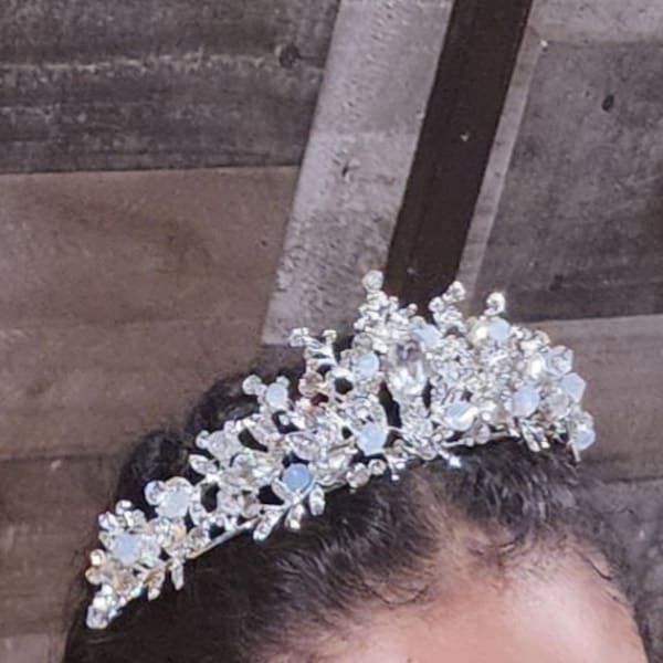 Pink Baroque Crystal Quinceanera Crown - Pink Gold Tiara, Necklace and ...