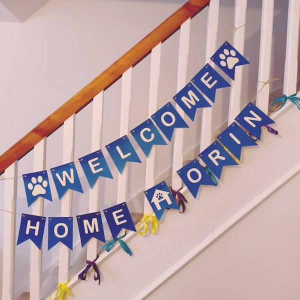 Welcome Home Puppy Personalised Personalized New Dog Banner Bunting ...