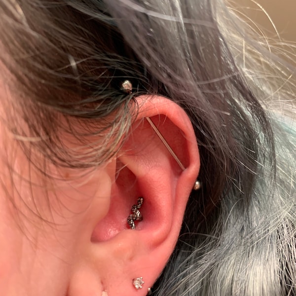 16g Snake Piercing single, 316L Surgical Steel Cartilage, Tragus, Helix ...